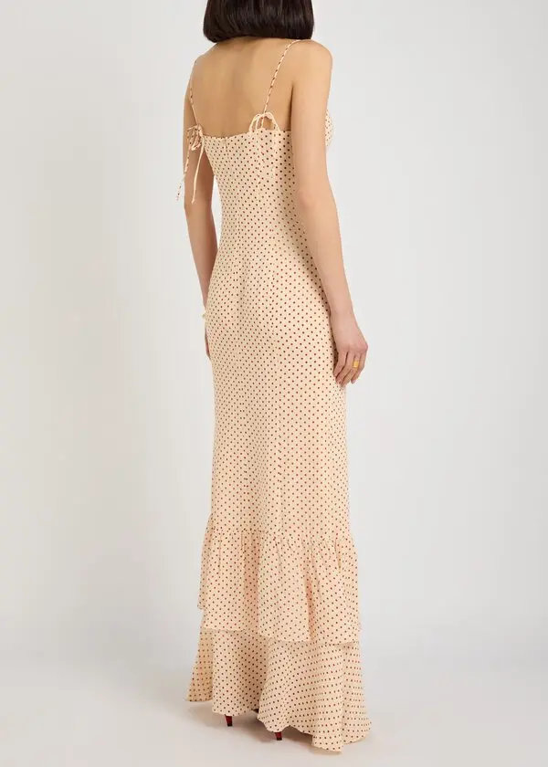 REFORMATION Fallon Polka Dot Chiffon Maxi Dress - Red