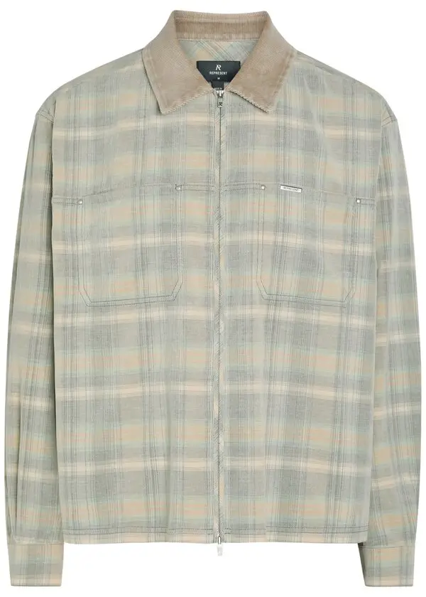 REPRESENT Checked Corduroy-collar Flannel Overshirt