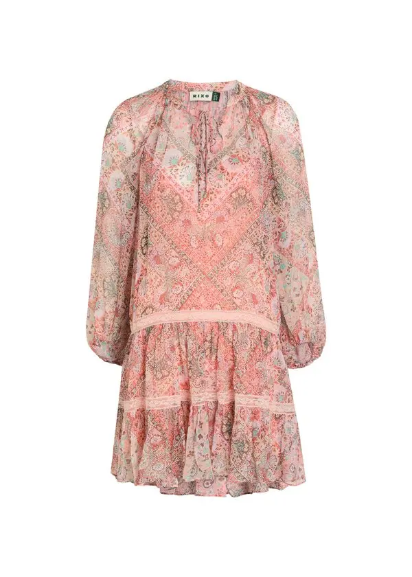 Rixo Miyah Patterned Georgette Mini Dress - Multicoloured