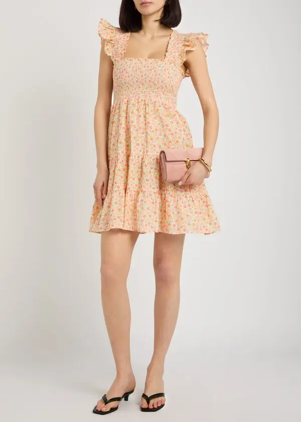 Rixo Sidney Floral Print Cotton Mini Dress - Multicoloured
