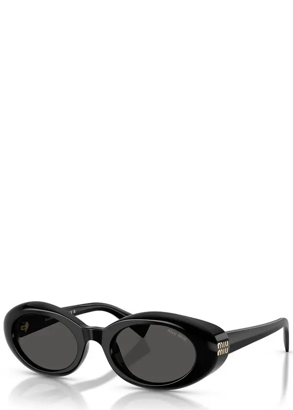 Miu Miu Oval Frame Sunglasses - Black