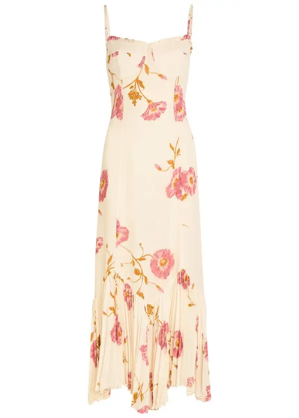 REFORMATION Floral-print Chiffon Midi Dress - Multicoloured