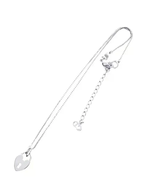 Dior Heart Lock Charm Necklace - Silver