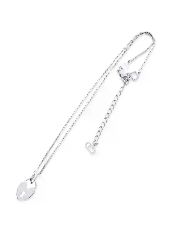 Dior Heart Lock Charm Necklace - Silver