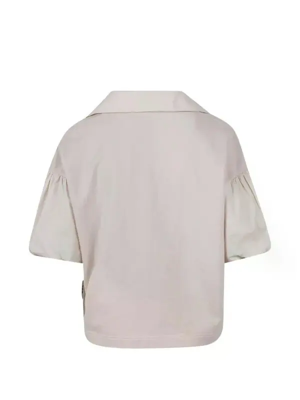 NOUMENO CONCEPT Puff-sleeve V-neck T-shirt - Neutrals