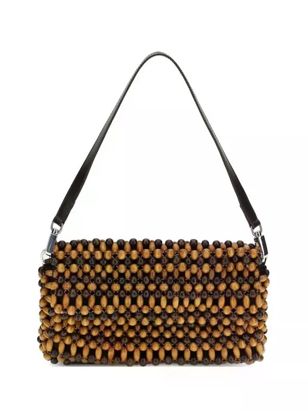 Staud Beaded Shoulder Bag With Leather Strap
