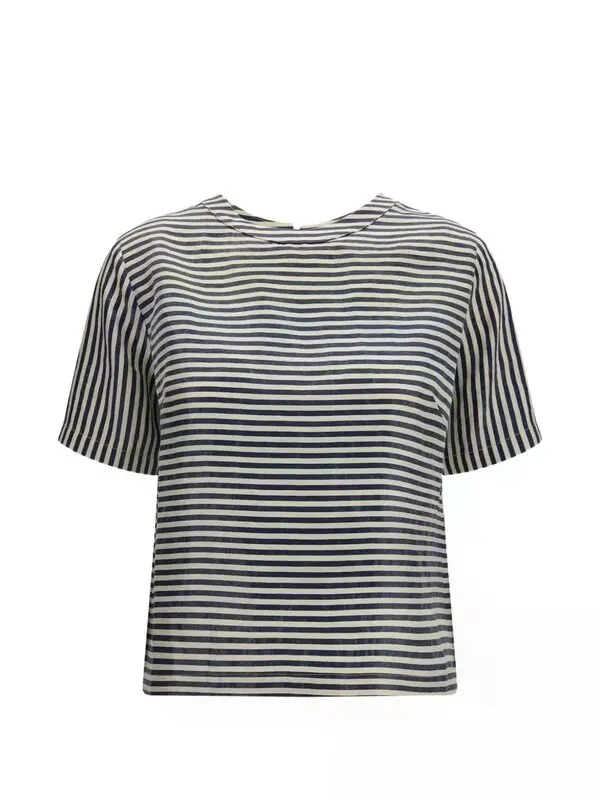CRUNA Striped Button-back T-shirt - Neutrals