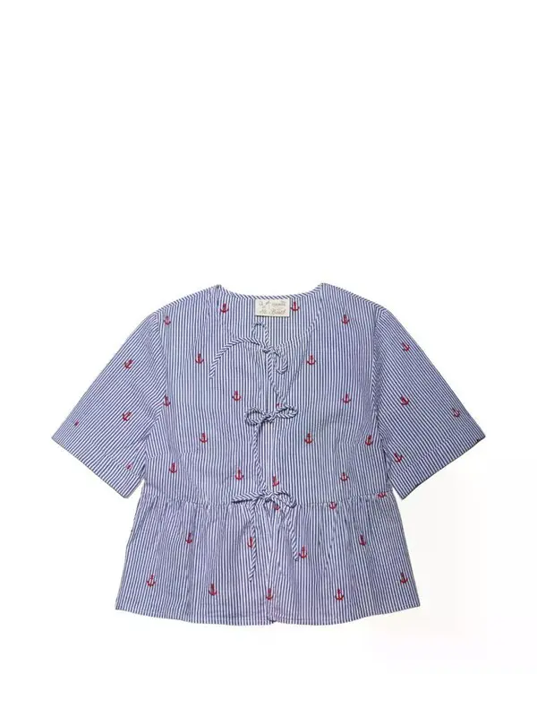 MC2 SAINT BARTH Striped Anchor Embroidered Blouse