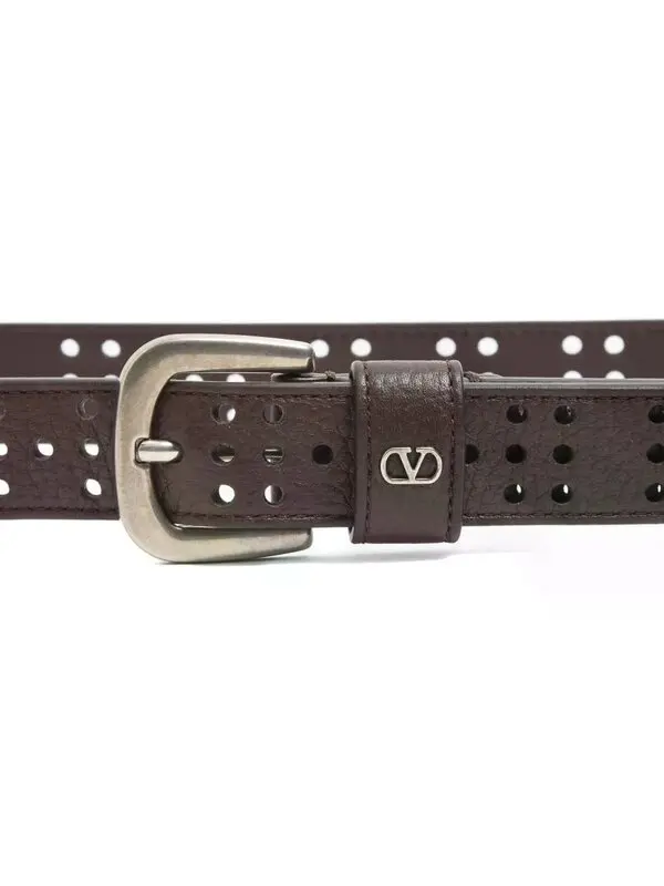 Valentino Garavani Mini Vlogo Signature Perforated Leather Belt