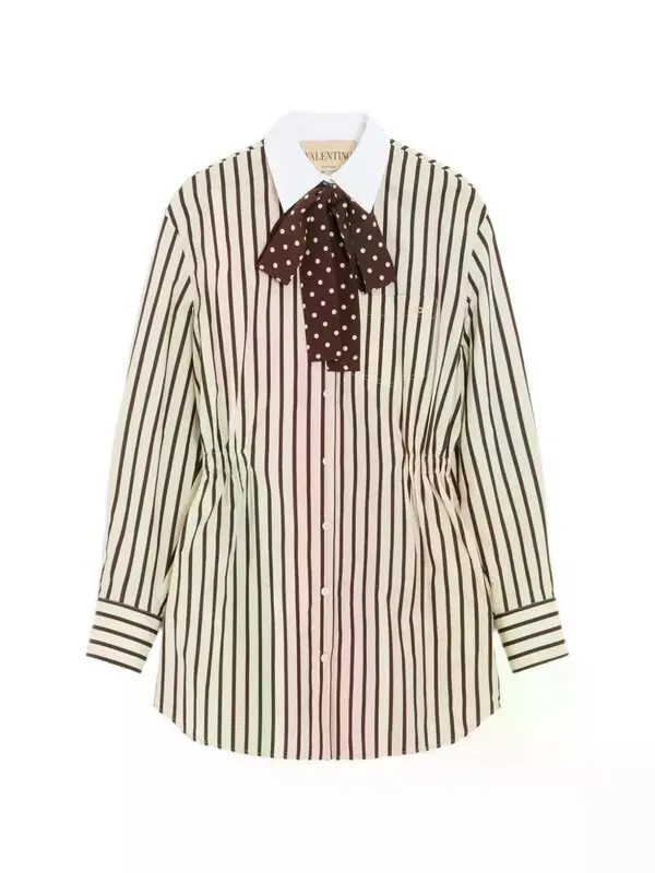 Valentino Garavani Striped Poplin Shirt Dress With Polka Dot Detail - Neutrals