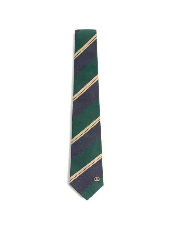 Valentino Garavani Jacquard Regimental Silk Tie - Blue