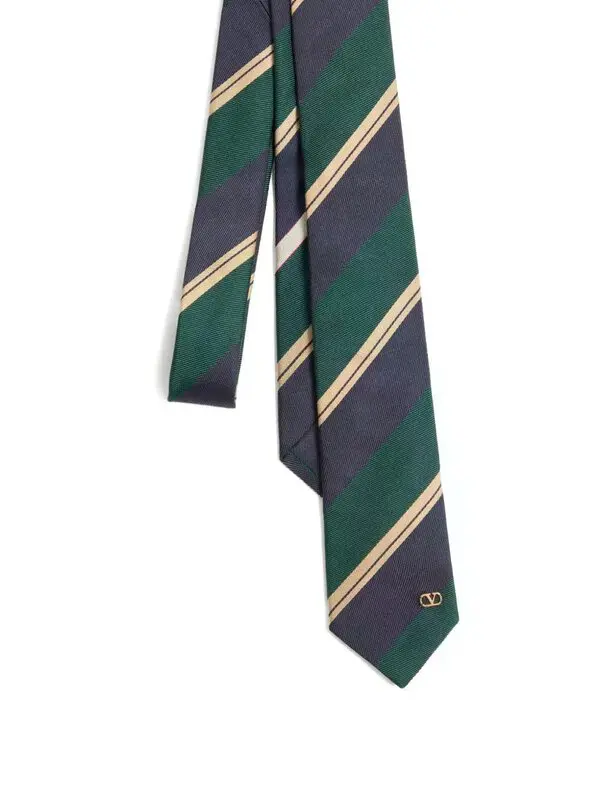 Valentino Garavani Jacquard Regimental Silk Tie - Blue