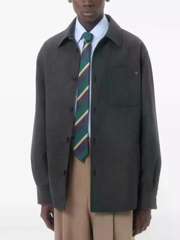 Valentino Garavani Jacquard Regimental Silk Tie - Blue