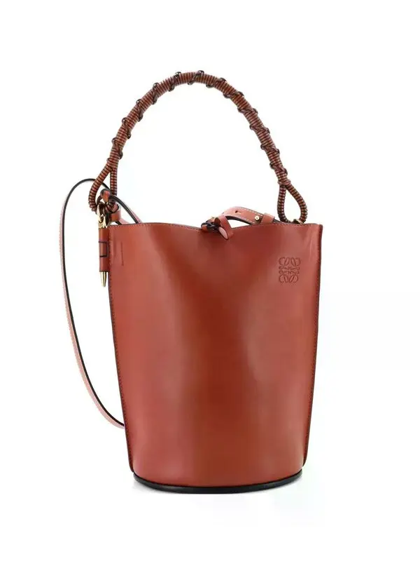 Loewe Gate Top Handle Leather Medium Bucket Bag - Brown