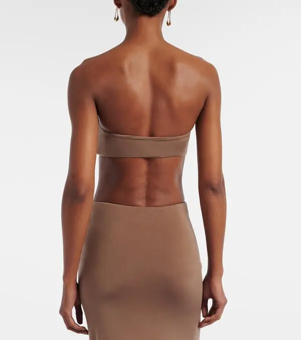 Jade Swim Clara Ruched Bandeau Bikini Top - Brown