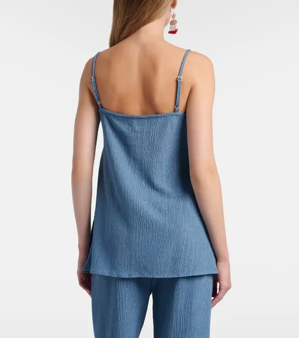 Jade Swim Iris Seersucker Top - Blue