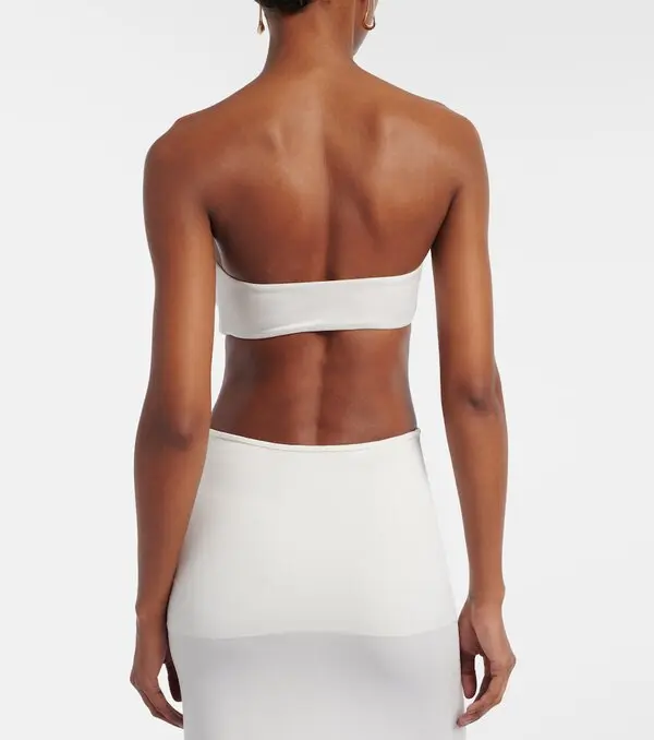 Jade Swim Clara Ruched Bandeau Bikini Top - White