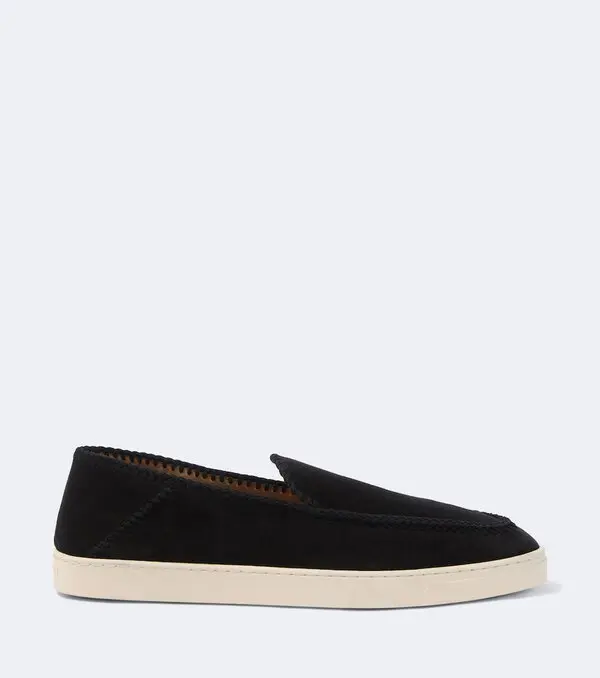 Giorgio Armani Galleria Suede Slip-on Shoes - Black