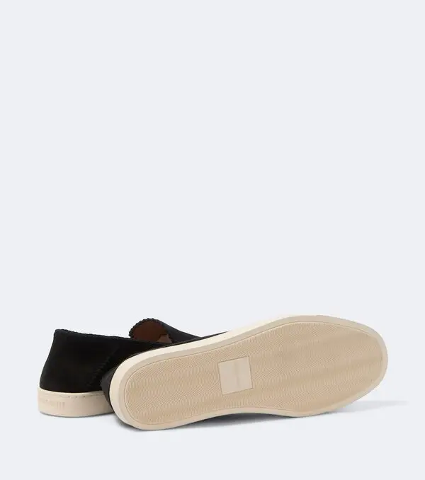 Giorgio Armani Galleria Suede Slip-on Shoes - Black