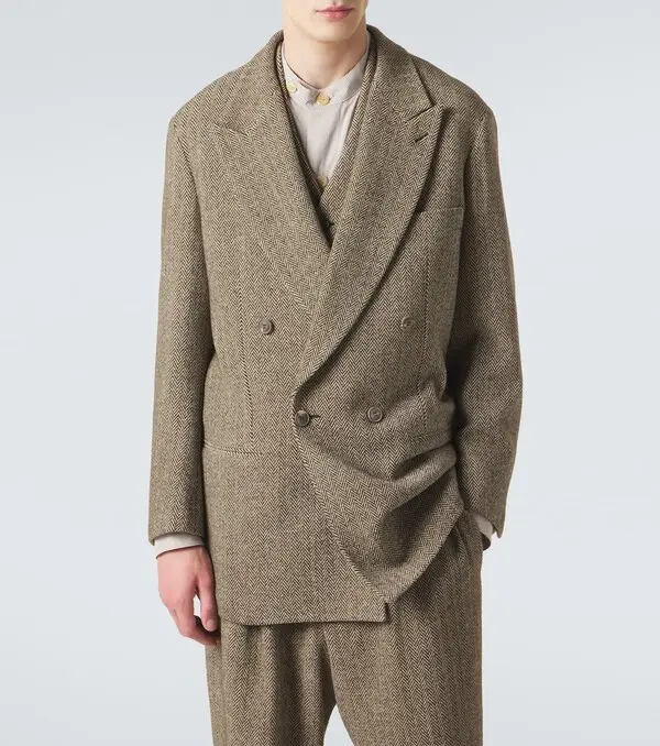 Giorgio Armani Archivio Cotton And Wool-blend Blazer - Brown