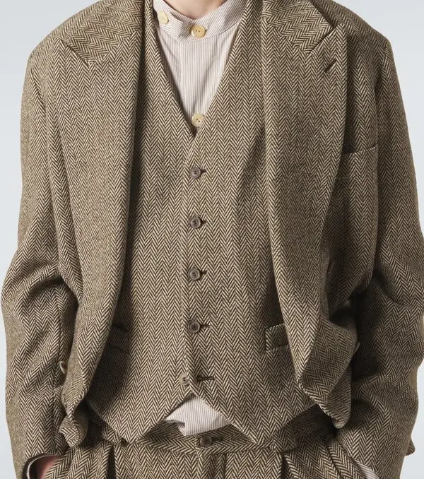 Giorgio Armani Archivio Cotton And Wool-blend Blazer - Brown