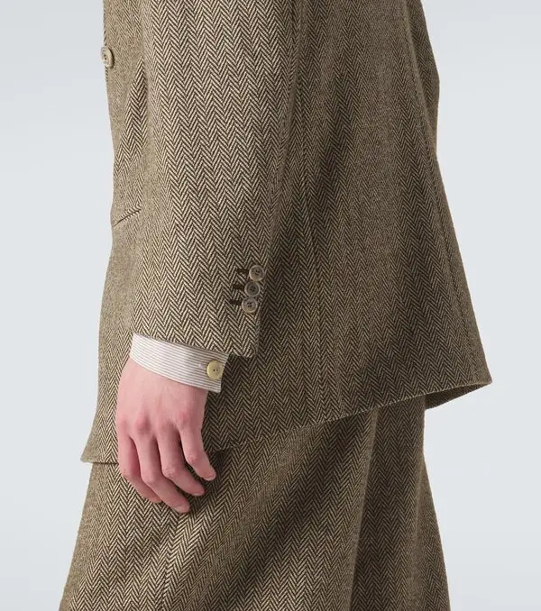 Giorgio Armani Archivio Cotton And Wool-blend Blazer - Brown