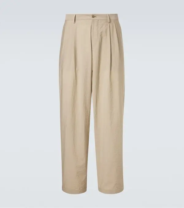 Giorgio Armani Archivio Pleated Cotton-blend Straight Leg Trousers - Beige