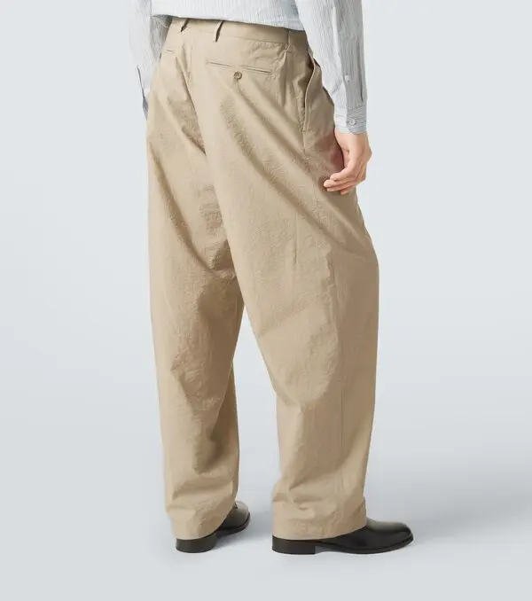 Giorgio Armani Archivio Pleated Cotton-blend Straight Leg Trousers - Beige