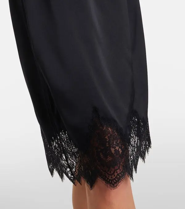 NILI LOTAN Thea Lace-trimmed Silk Midi Skirt