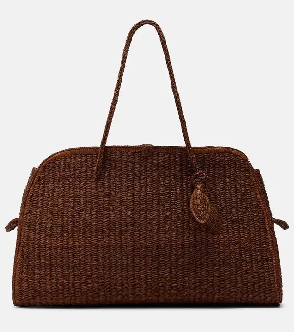 Jacquemus Large Raffia Bowling Bag - Brown