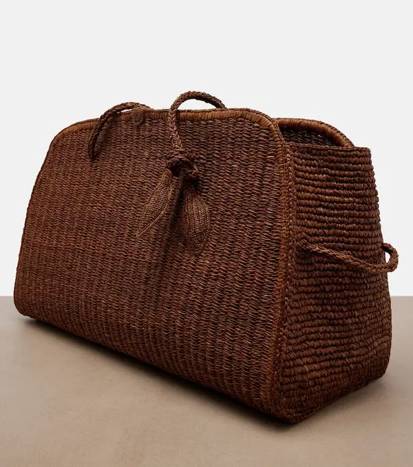 Jacquemus Large Raffia Bowling Bag - Brown