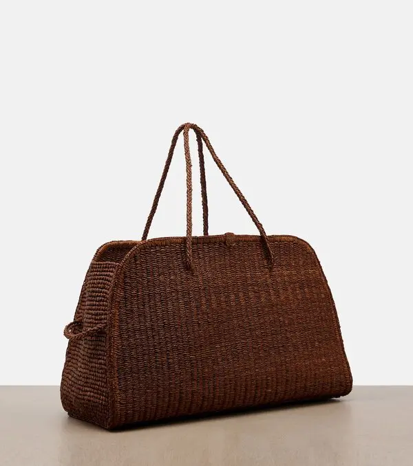 Jacquemus Large Raffia Bowling Bag - Brown