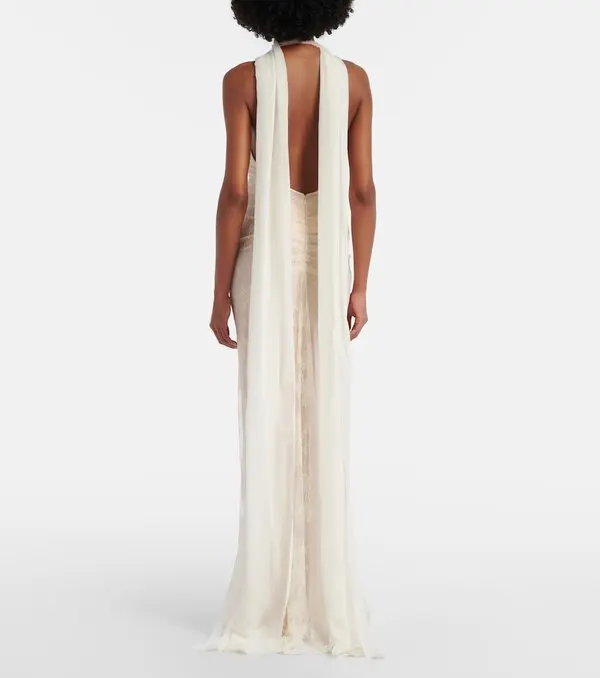 DE LA VALI Amora Lace Tulle Gown