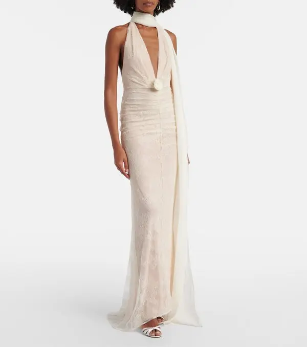 DE LA VALI Amora Lace Tulle Gown