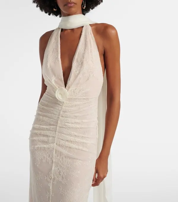 DE LA VALI Amora Lace Tulle Gown