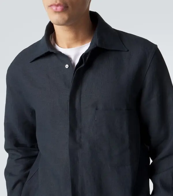 SAMAN AMEL Linen Overshirt - Blue