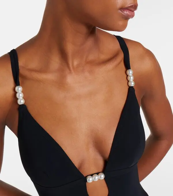 KARLA COLLETTO Embellished One Piece Swimsuit - Black