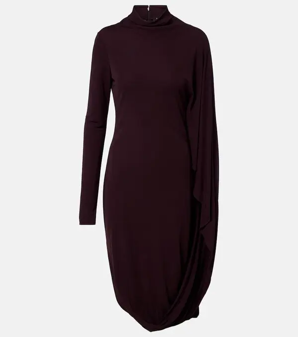 Stella McCartney Caped Crepe Jersey Minidress - Brown