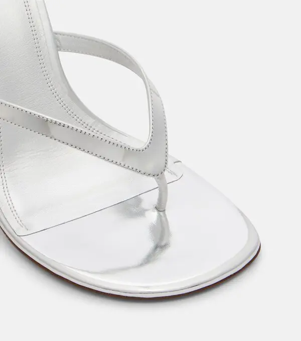 Amina Muaddi Juliette Mirrored Leather Thong Sandals