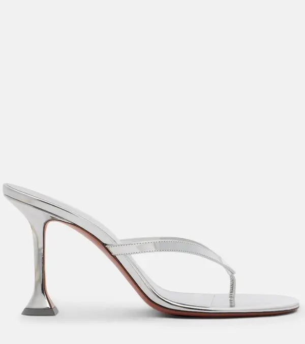 Amina Muaddi Juliette Mirrored Leather Thong Sandals