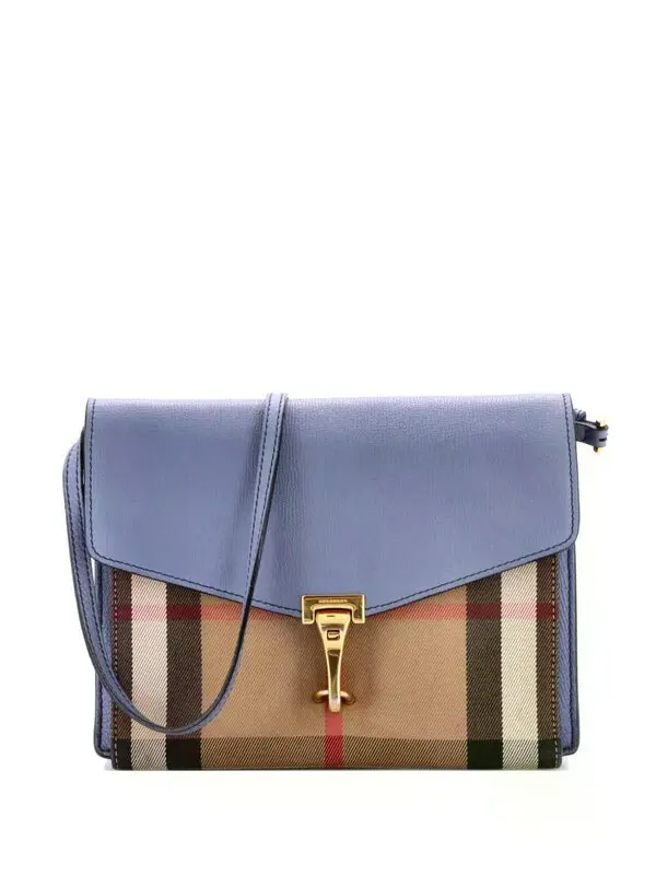 Burberry Macken Leather And House Check Canvas Small Crossbody Bag - Blue