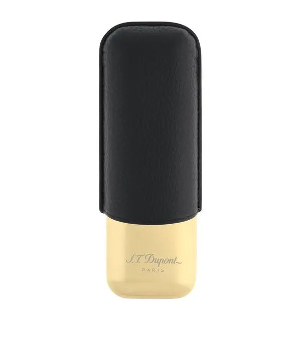 S.t. Dupont Calf Leather 2-cigar Case - Black