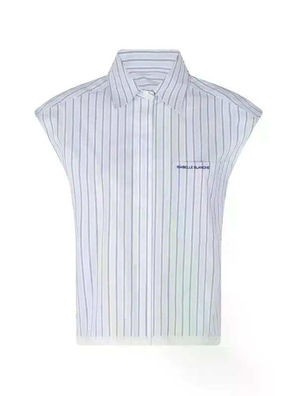ISABELLE BLANCHE Striped Lace-trim Sleeveless Shirt - Blue