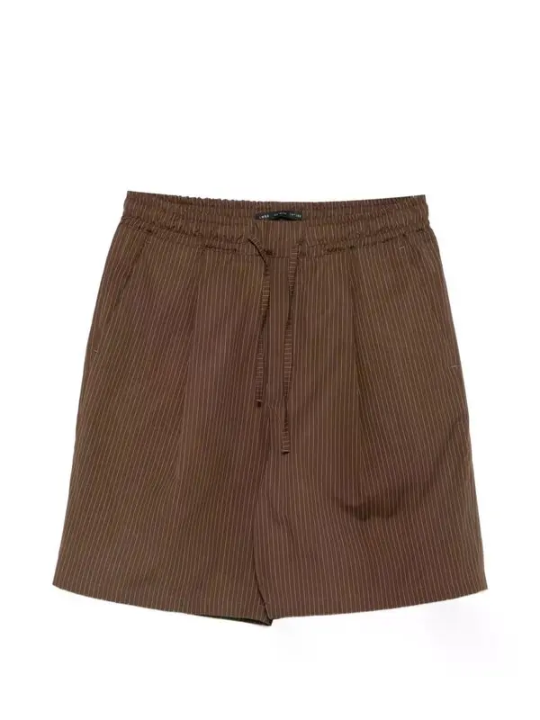 LOW BRAND Tokyo Pinstriped Pleated Shorts - Brown