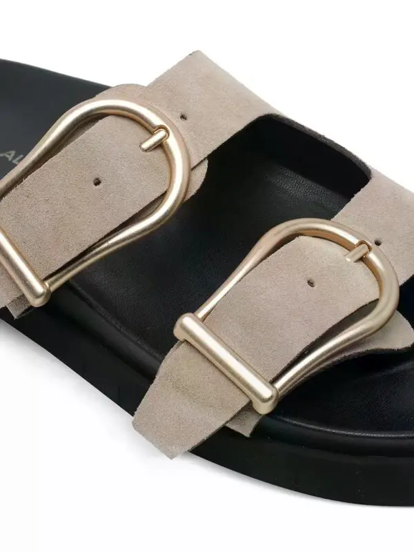 ANGEL ALARCON Double Buckle Suede Sandals