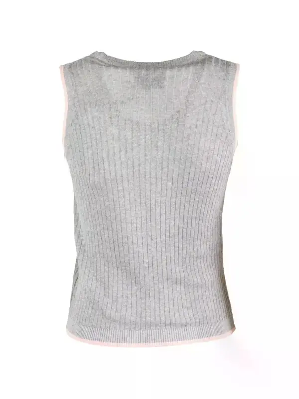 CINQUE Ribbed Knit Contrast Trim Tank Top - Grey