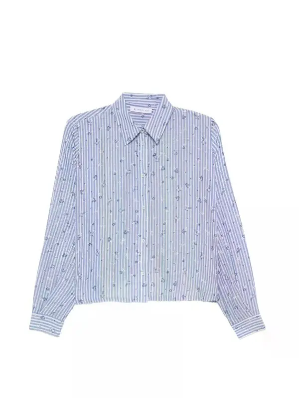 MANUEL RITZ Floral-print Striped Shirt - Blue