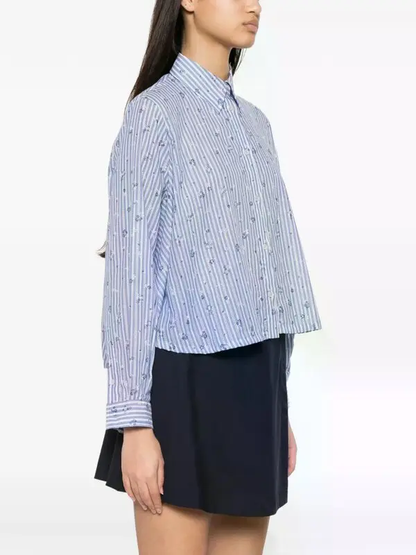 MANUEL RITZ Floral Print Striped Cotton Shirt