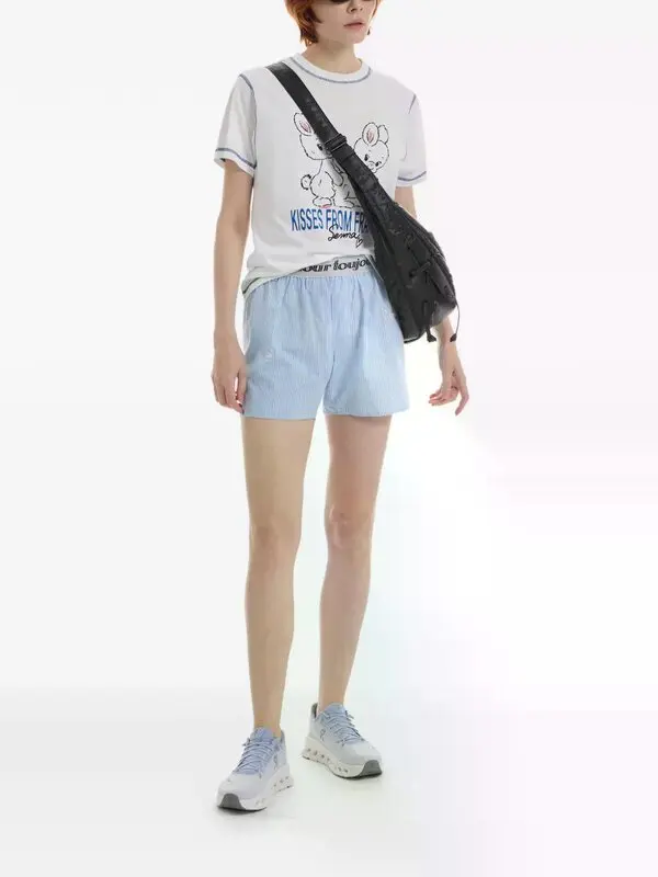 CARNE BOLLENTE Stripe-pattern Embroidered Shorts