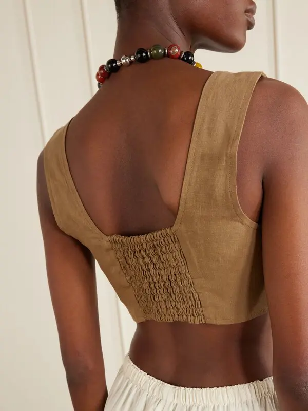 Le Kasha Jirja Linen Cropped Top